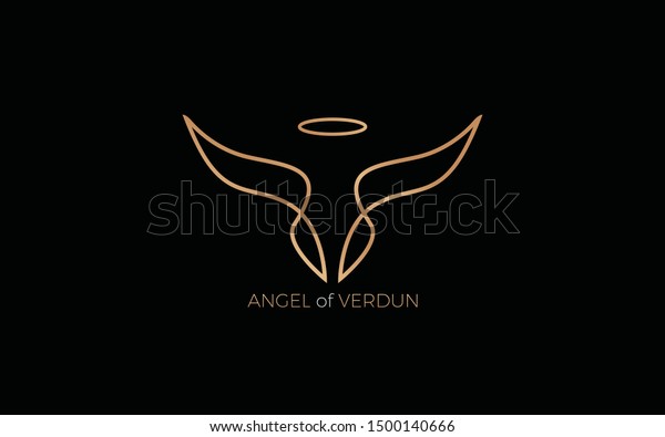Angel logo formed with simple and modern line in luxurious gold color