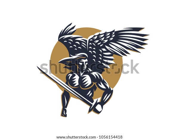 Angel Man Vector Emblem Stock Vector (Royalty Free) 1056154418 ...