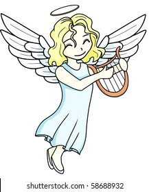 Gold Flying Angel Vector Illustration Stock Vector (Royalty Free ...