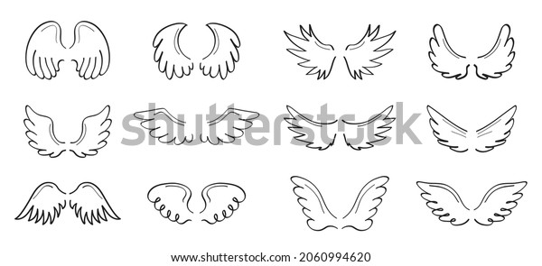 Angel Sketch Wing Set Vector Marker Stock Vector (Royalty Free ...