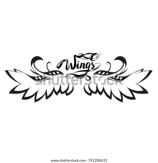 Angel Wings Lettering Drawing Vector Stock Vector (Royalty Free ...