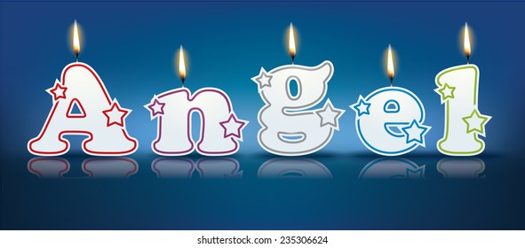 Angel Written Burning Candles Vector Illustration Stock Vector (Royalty ...
