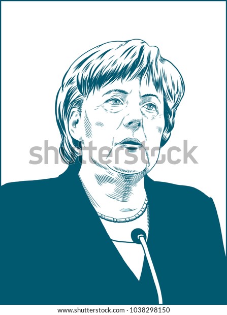 Angela Merkel Vector Portrait Drawing Illustration Stock Vector ...