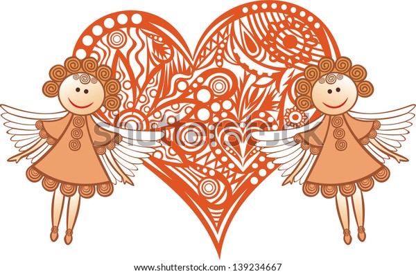 Angels Heart Vector Illustration Stock Vector (Royalty Free) 139234667 ...