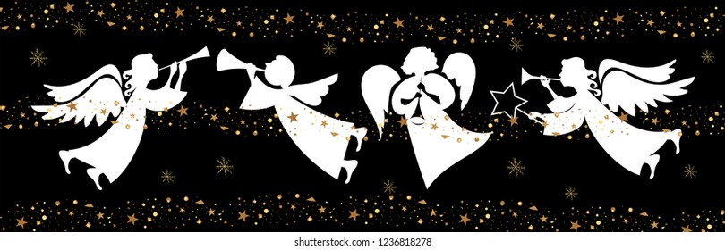 Angels Silhouettes Set Vector Images Silhouettes Stock Vector (Royalty ...