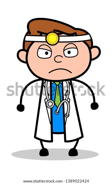 Anger Professional Cartoon Doctor Vector Illustration Stock Vector ...