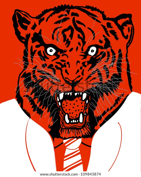 Anger Tiger Man Stock Vector (Royalty Free) 109843874
