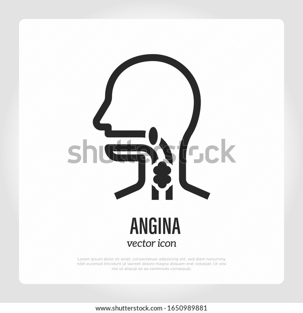 Angina Thin Line Icon Inflammation Throat Stock Vector (Royalty Free ...