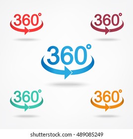 360 Sign 3d Flat Style Shade: เวกเตอร์สต็อก (ปลอดค่าลิขสิทธิ์ ...