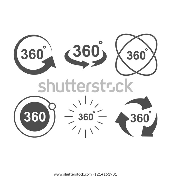 Angle 360 Degrees Sign Icon Set Stock Vector (Royalty Free) 1214151931 ...