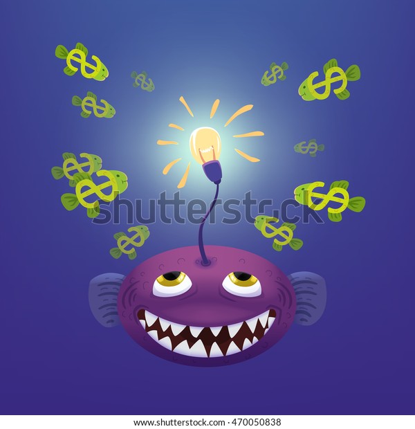 Angler Fish Light Bulb Idea Vector Stock Vector (Royalty Free ...