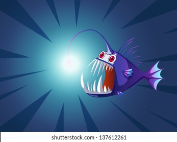 Angler Fish Light On Head Stock Vector (Royalty Free) 137612261 ...