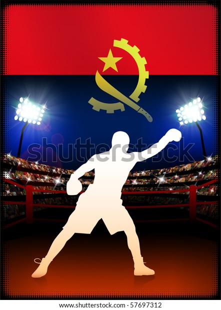 Angola Flag Boxer On Stadium Background Stock Vector (Royalty Free ...