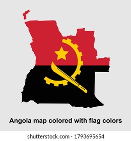 Angola Map Colored Flag Colors Isolated Stock Vector (Royalty Free ...