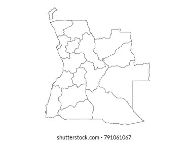 Angola Map Country Borders Thin Black Stock Vector (Royalty Free ...