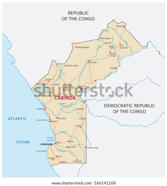 Angola Province Cabinda Map Stock Vector (Royalty Free) 166141268 ...