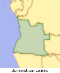 Angola Vector Map Borders Surrounding Countries Stock Vector (Royalty ...