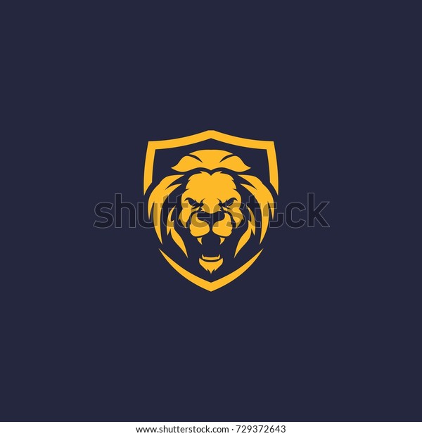 Angry Aggressive Lion Shield Logo Template Stock Vector (Royalty Free ...