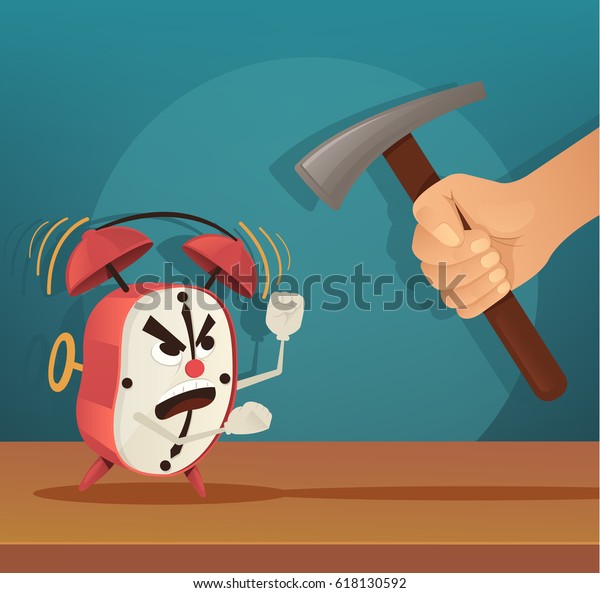 Angry Alarm Character Man Try Broken Stock Vector (Royalty Free ...