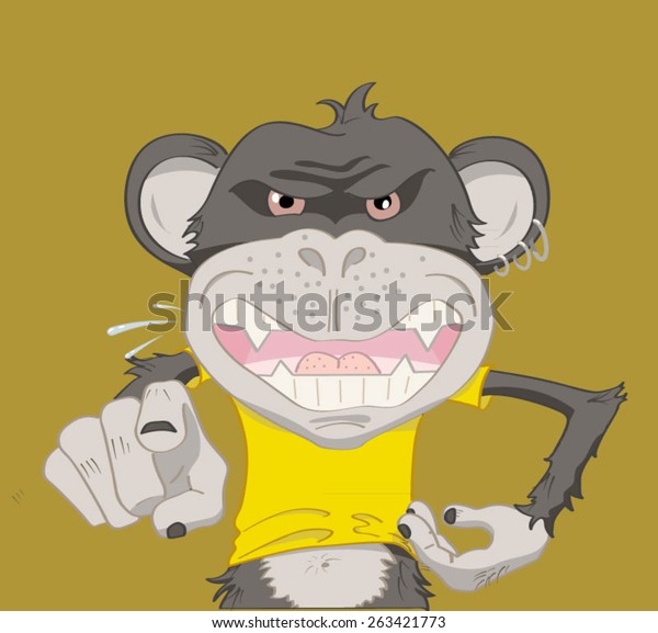 Angry Ape Pointing Finger Stock Vector (Royalty Free) 263421773 ...