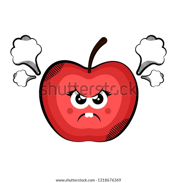 Angry Apple Cartoon Colored Sketch Vector : image vectorielle de stock ...