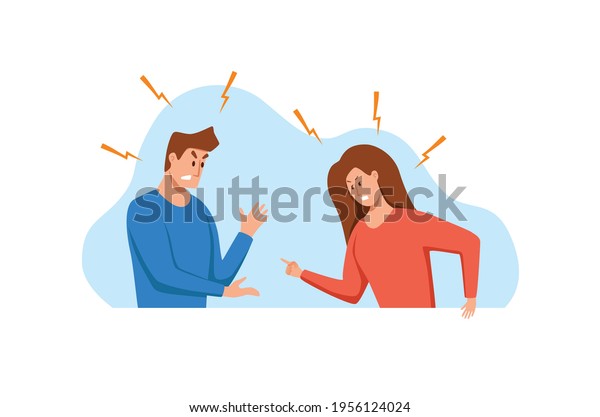 Angry Arguing Couple People Shouting Vector Stock Vector (Royalty Free ...