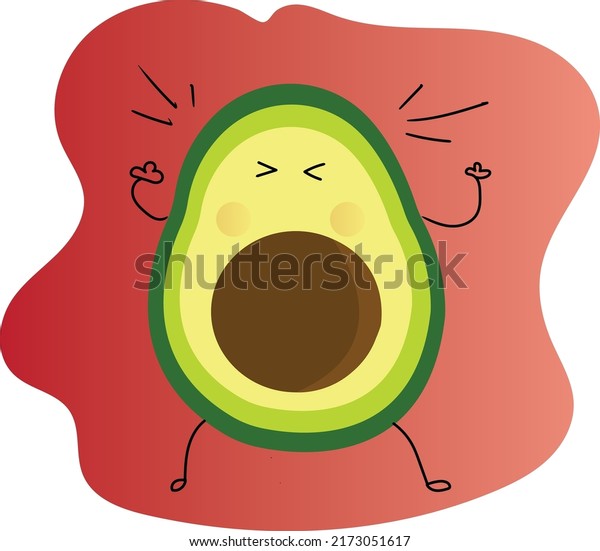 Angry Avocado Set Avocados Expressions Vector: เวกเตอร์สต็อก (ปลอดค่า ...