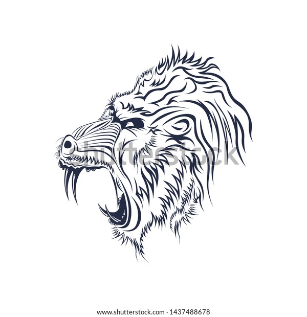 Angry Baboons Line Art Vector: vector de stock (libre de regalías ...