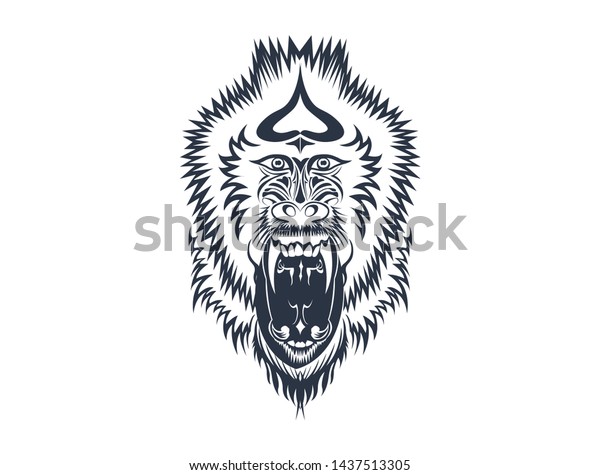 Angry Baboons Line Art Vector Stock Vector (Royalty Free) 1437513305
