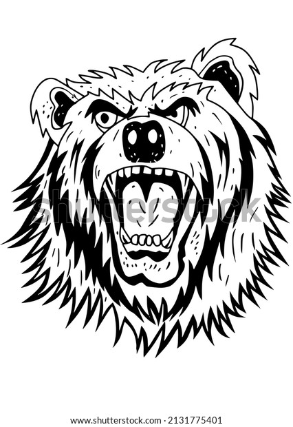 Angry Bear Vector Line Art Stock Vector (Royalty Free) 2131775401 ...