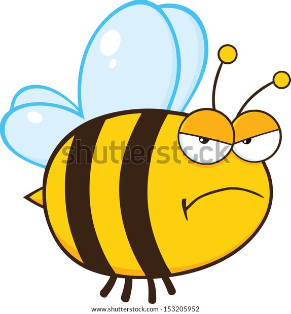 Angry Bee Cartoon Mascot Character 스톡 벡터(로열티 프리) 153205952 | Shutterstock