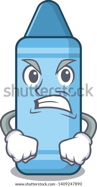 Angry Blue Crayon Character Shape Stock Vector (Royalty Free ...