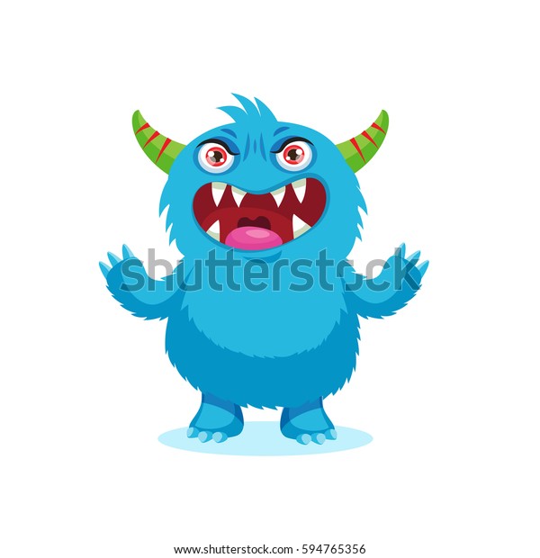 Angry Blue Monster Cartoon Mascot Character: เวกเตอร์สต็อก (ปลอดค่า ...