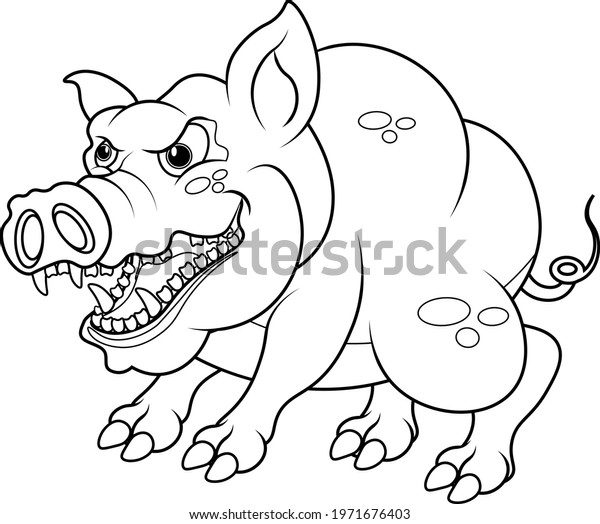 Angry Boar Coloring Book On White Stock Vector (Royalty Free ...