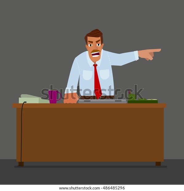 Angry Boss Pointing Door Concept Employee Stock Vector (Royalty Free ...
