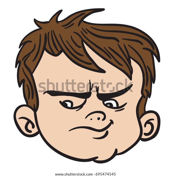 Angry Boy Face Cartoon Illustration Isolated: vetor stock (livre de ...