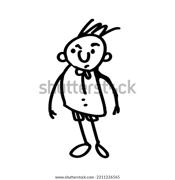 Angry Boy Funny Little Man Handdrawn Stock Vector (Royalty Free ...