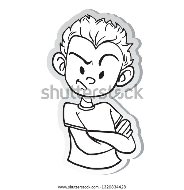 Angry Boy Sticker Black White Cartoon庫存向量圖（免版稅）1320834428 | Shutterstock