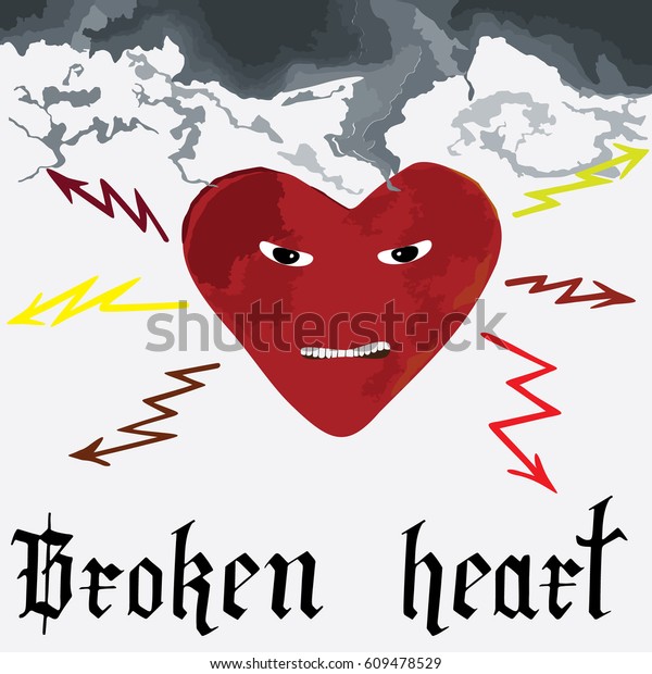 Angry Broken Heart Lettering Emotion Stock Vector (Royalty Free ...