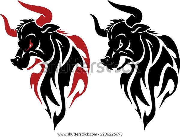 Angry Bull Tattoo Design Vector Illustration Stock Vector (Royalty Free ...