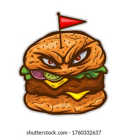 Angry Burger Character Vector Logo Mascot Stock Vector (Royalty Free ...