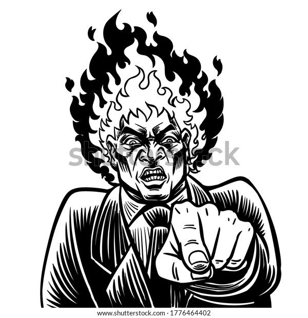 Angry Businessman Head On Fire Illustration Stock Vector (Royalty Free ...