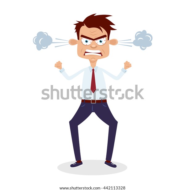 Angry Businessman Vector Cartoon Flat Character: เวกเตอร์สต็อก (ปลอดค่า ...