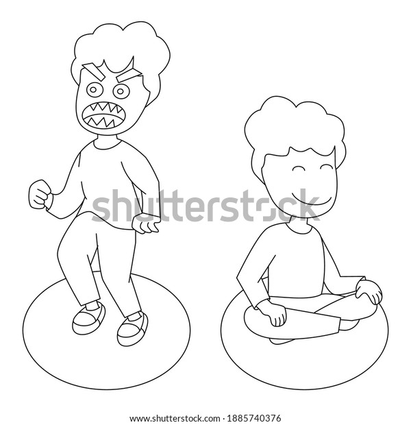 Angry Calm Vector Illustration Meditation Makes Stock Vector (Royalty ...
