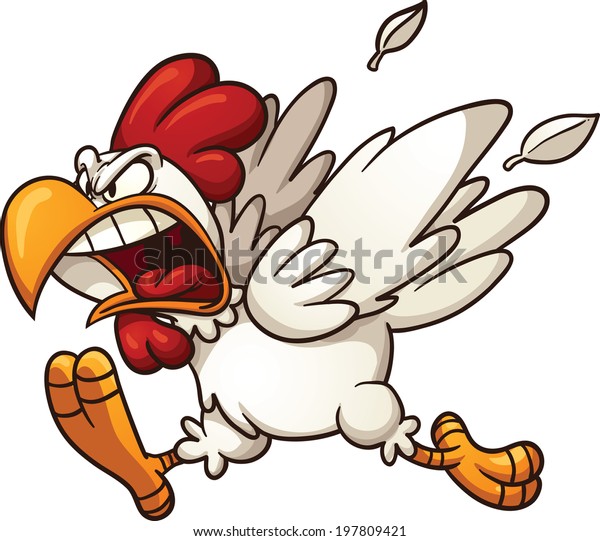 Angry cartoon chicken. Vector clip art illustration with simple ...