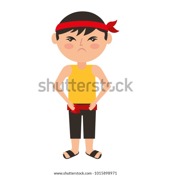 Angry Cartoon Chinese Man Standing Stock Vector (Royalty Free ...