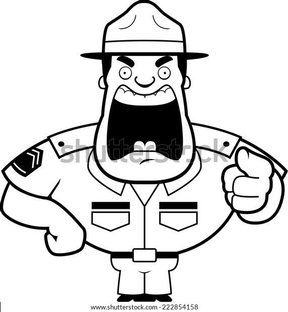 Angry Cartoon Drill Sergeant Yelling Pointing Stock Vector (Royalty ...