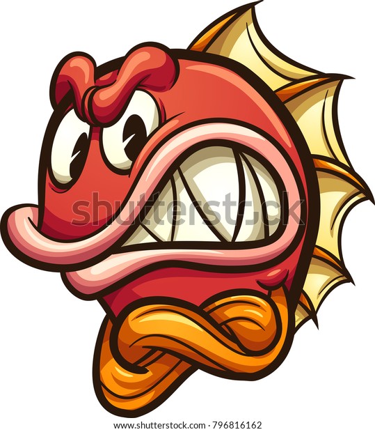 Angry Cartoon Fish Vector Clip Art Stock Vector (Royalty Free ...