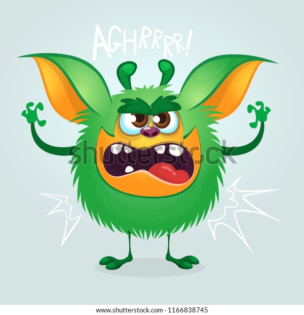Angry Cartoon Green Monster Vector Illustration Stock Vector (Royalty ...