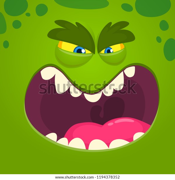 Angry Cartoon Monster Face Vector Halloween Stock Vector (Royalty Free ...